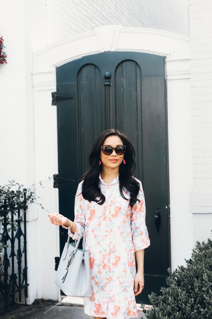 Borrowed from the Boys :: Floral Boyfriend Shirt Dress - Color & Chic