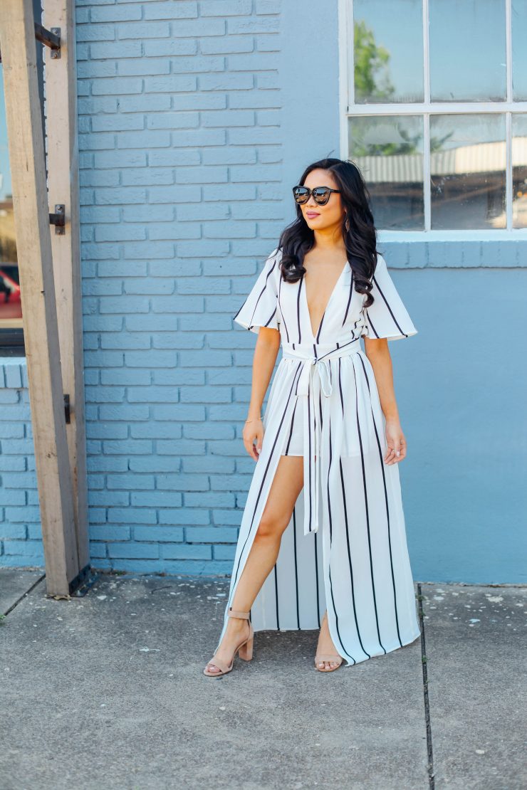 Striped Overlay Romper :: Must-Try Trend - Color & Chic