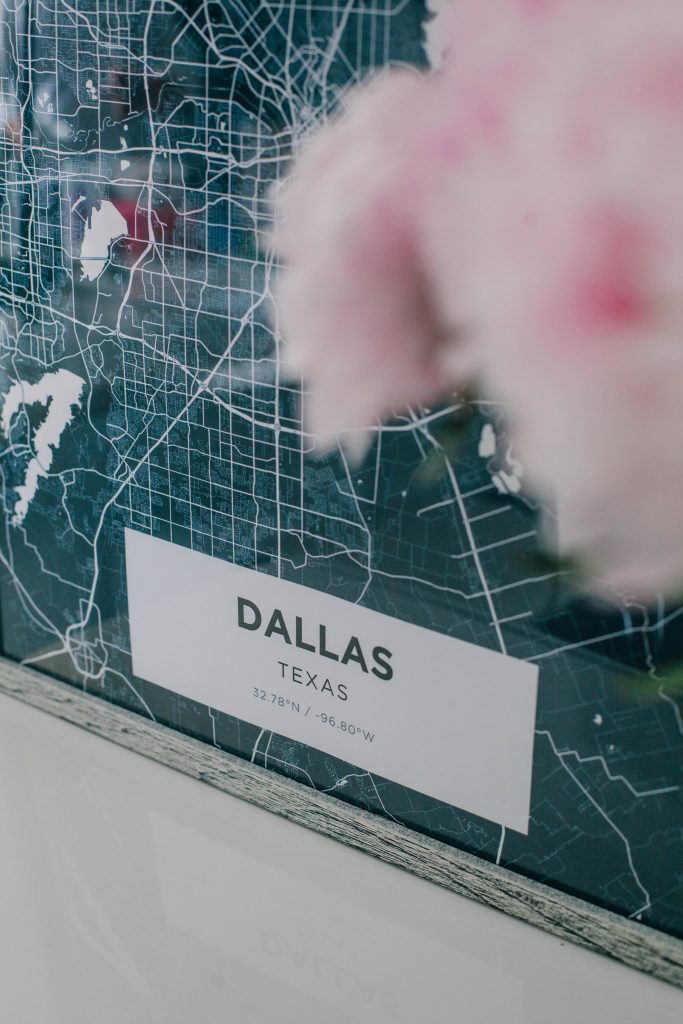 Roots Planted in Dallas with a Custom Map Poster - Color & Chic