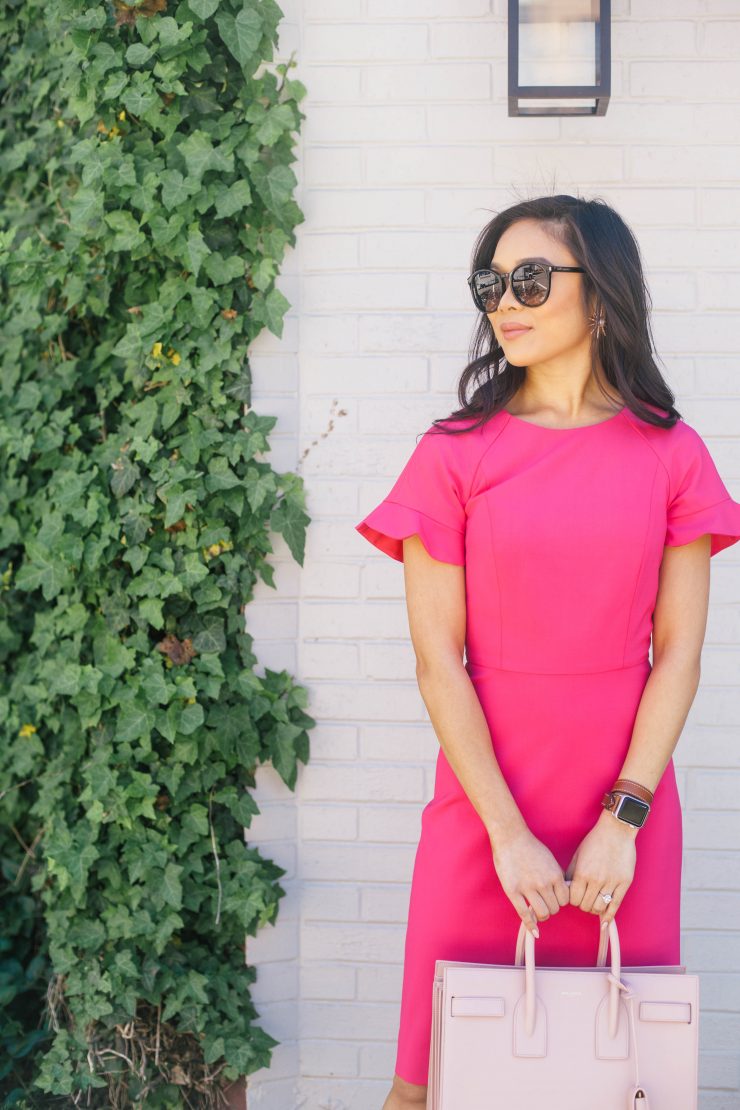 Wednesdays in Pink :: Ruffle Sleeve Dress for the Office - Color & Chic