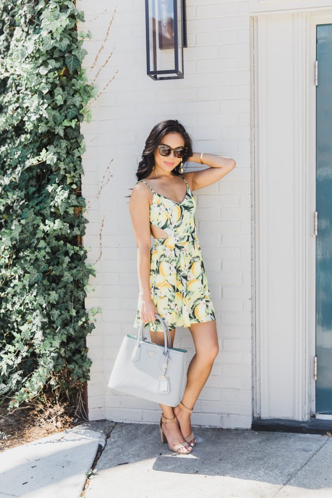 Citrus Love :: Lemon Print Dress with Cutouts - Color & Chic