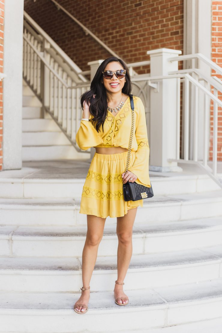 Sunny Days :: Yellow Two Piece Skirt Set - Color & Chic