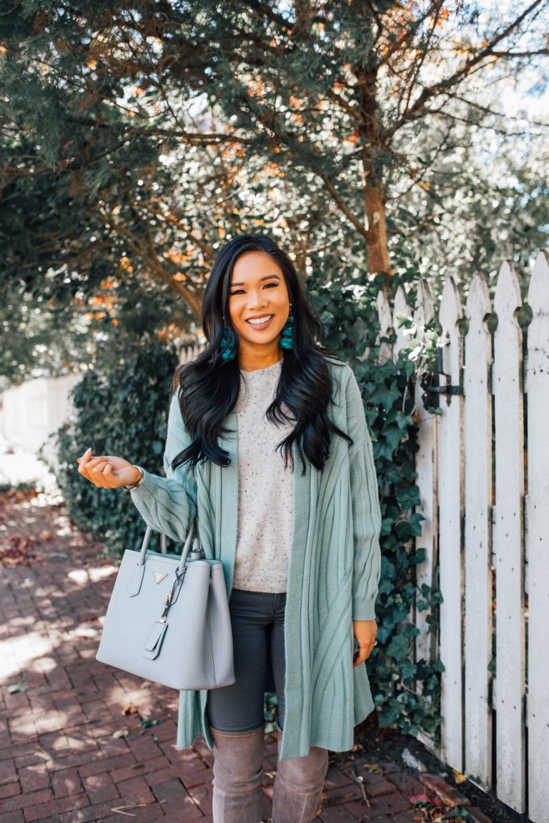 How to Style A Mint Green Cardigan for Fall and Winter - Color & Chic