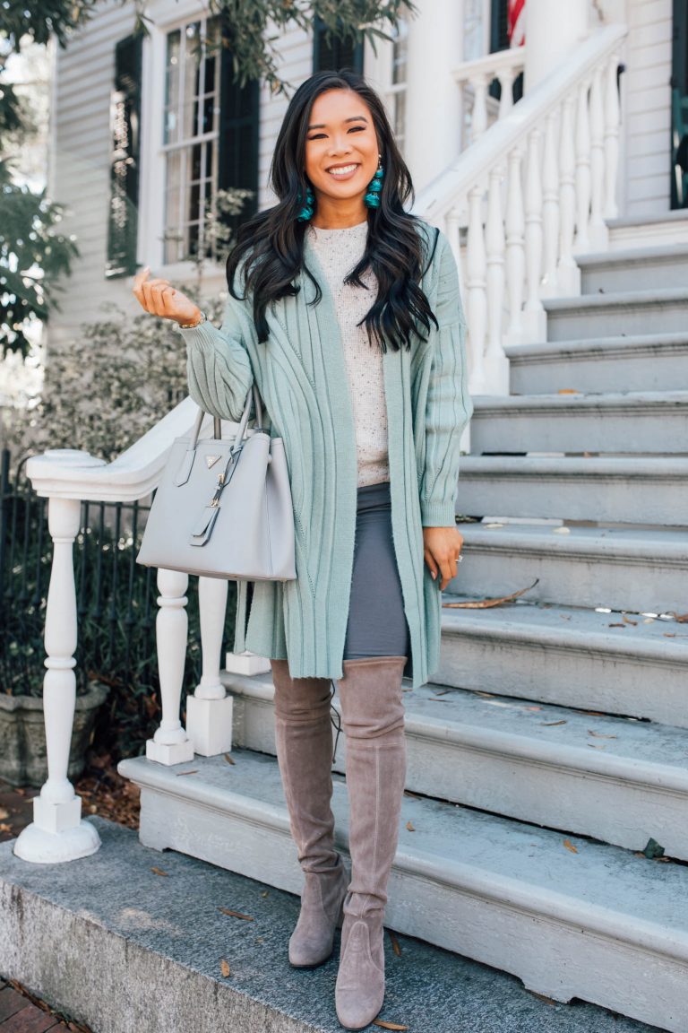 How to Style A Mint Green Cardigan for Fall and Winter - Color & Chic