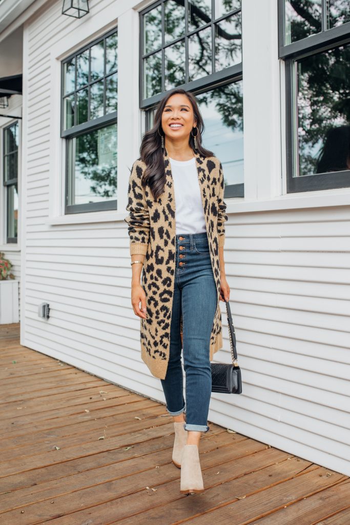 Leopard Cardigan Outfit with Booties for Now & For Fall - Color & Chic