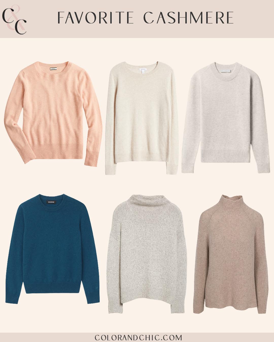 Best Cashmere Sweaters (Mostly!) Less than $150 - Color & Chic